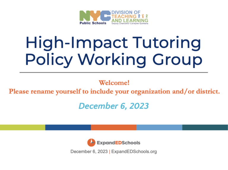 High-Impact Tutoring - ExpandED Schools